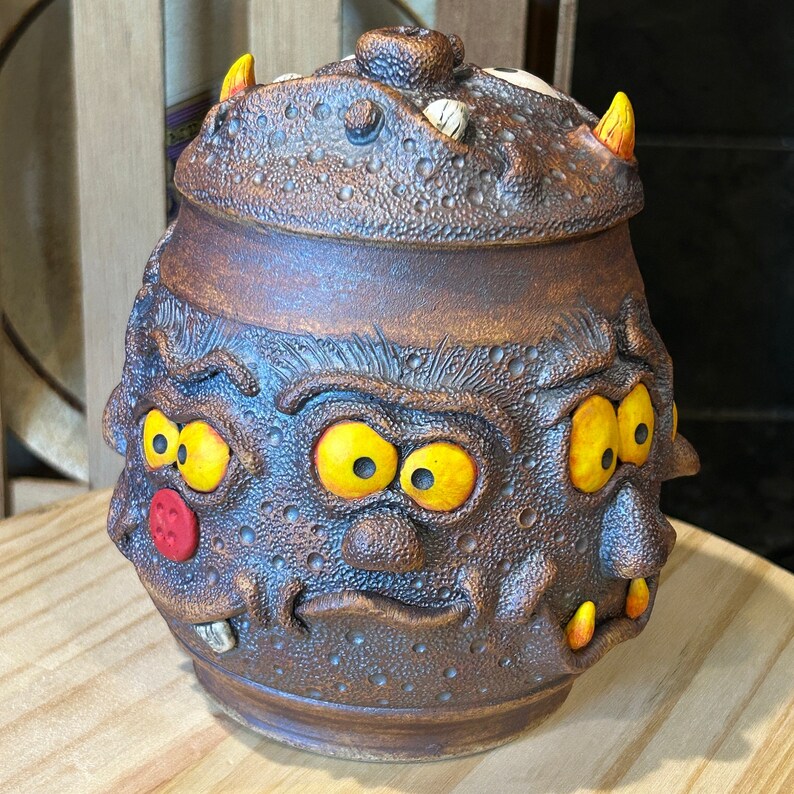 Monster Pottery, Goblin, Ogre, Troll, Orc, Candy, Coffee, Handcrafted, Storage Jar, Man Cave ...