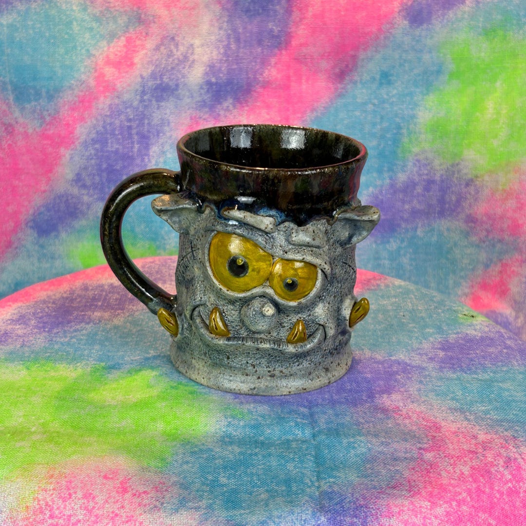 Handcrafted Monster Mug, Goblin Mug, Orc Mug, Ogre Mug, Face Mug, Cool ...