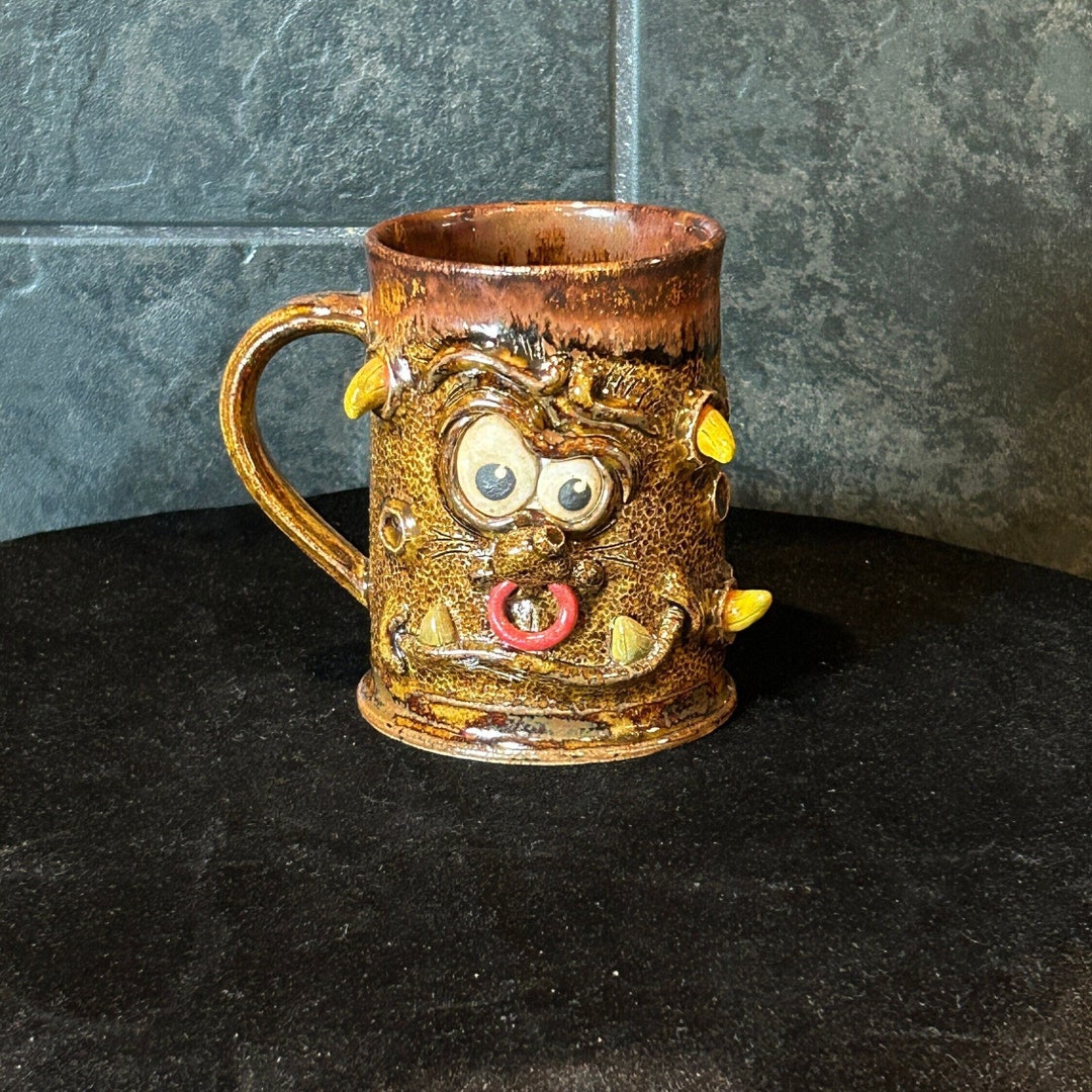 Handcrafted Monster Mug, Goblin Mug, Orc Mug, Ogre Mug, Face Mug, Cool ...