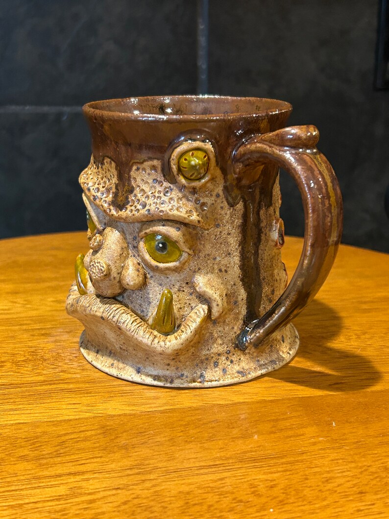 Handcrafted Monster Mug, Goblin Mug, Orc Mug, Ogre Mug, Face Mug, Cool ...