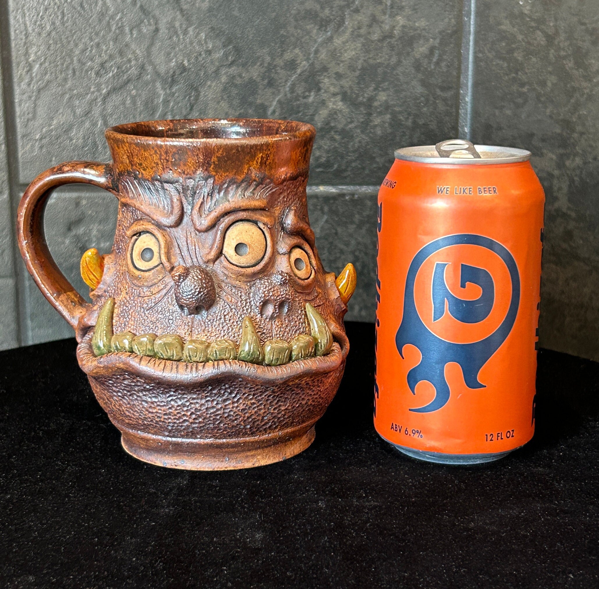 Handcrafted Monster Mug, Goblin Mug, Orc Mug, Ogre Mug, Face Mug, Cool ...