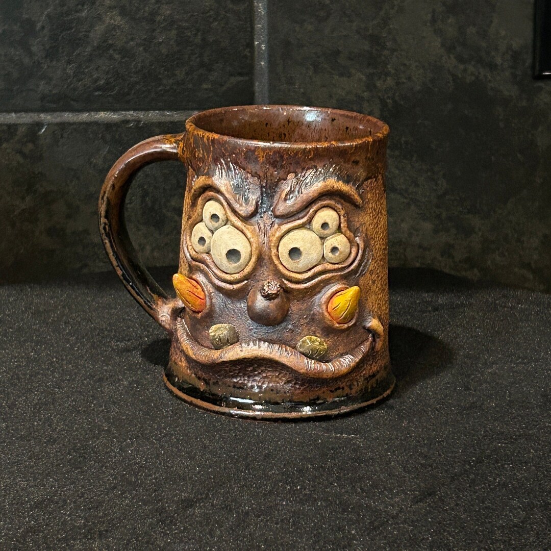 Handcrafted Monster Mug, Goblin Mug, Orc Mug, Ogre Mug, Face Mug, Cool ...