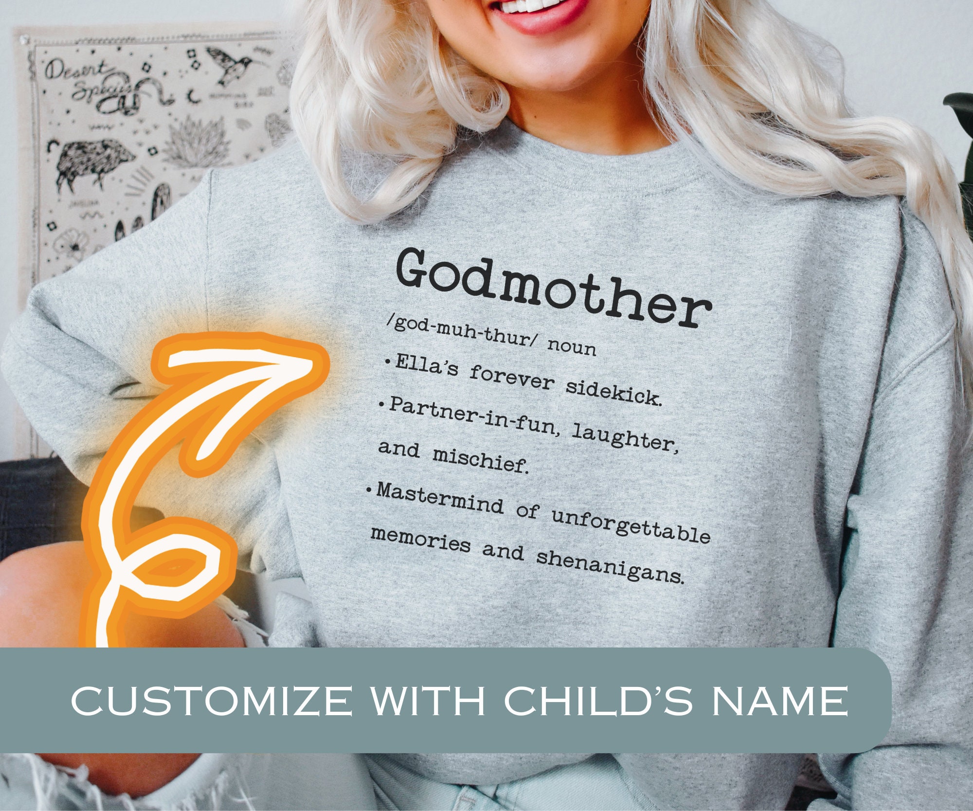 Funny Godmother Definition Sweatshirt for Godfather Baptism Proposal ...