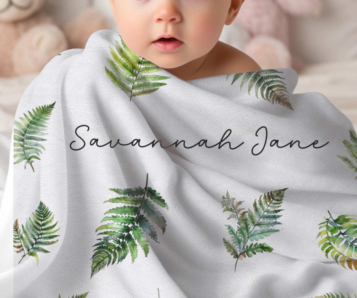 Personalized Fern Baby Blanket for Botanical Nursery Boho Baby Blanket ...
