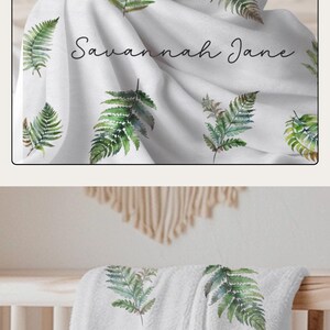 Personalized Fern Baby Blanket for Botanical Nursery Boho Baby Blanket ...