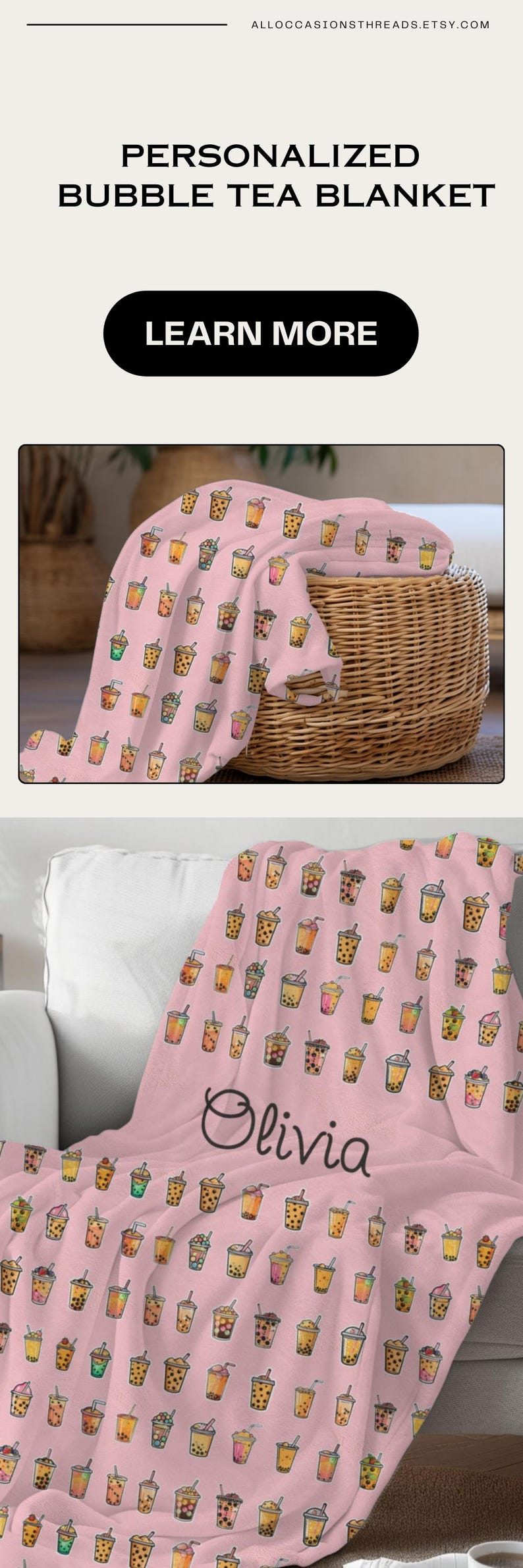 Custom Boba Blanket for Bubble Tea Lover Gift Idea for Boba Lover ...