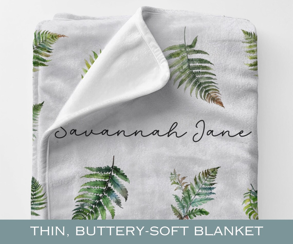 Personalized Fern Baby Blanket for Botanical Nursery Boho Baby Blanket ...