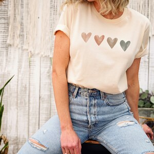Neutral Watercolor Heart Tshirt for Women Heart Lover Gift Love Shirt ...