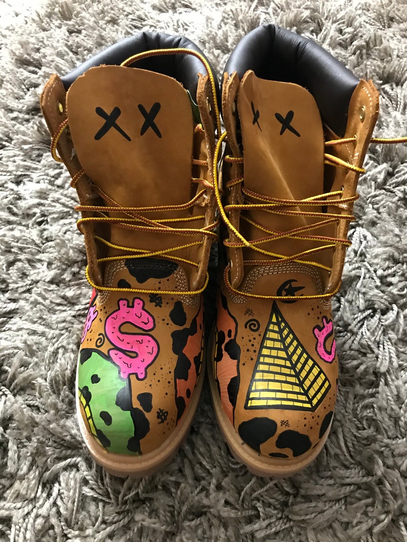 Custom Hand Painted Timberland 6 Inch Wheat Boots, One of a Kind ...