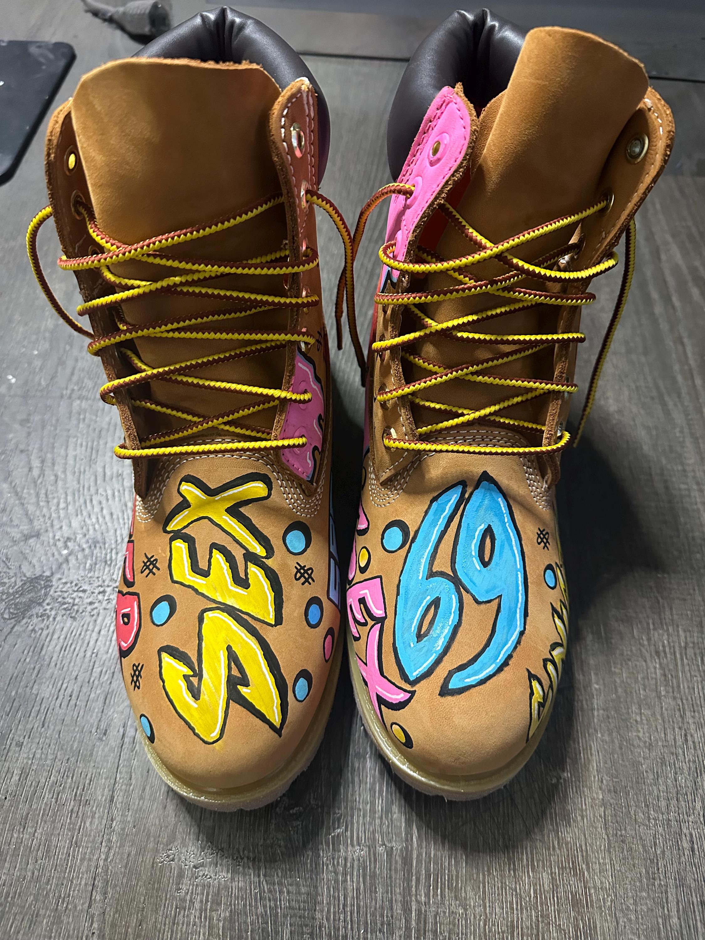 Custom Hand Painted Timberland 6 Inch Wheat Boots, One of a Kind ...