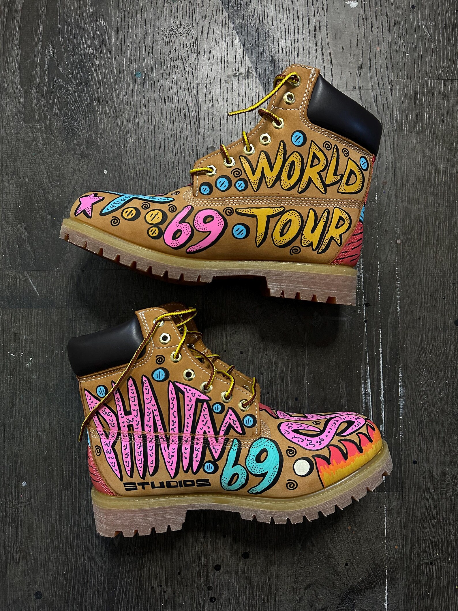 Hand-painted Timberland Boots: Custom 6-inch Abstract Art Footwear - Etsy
