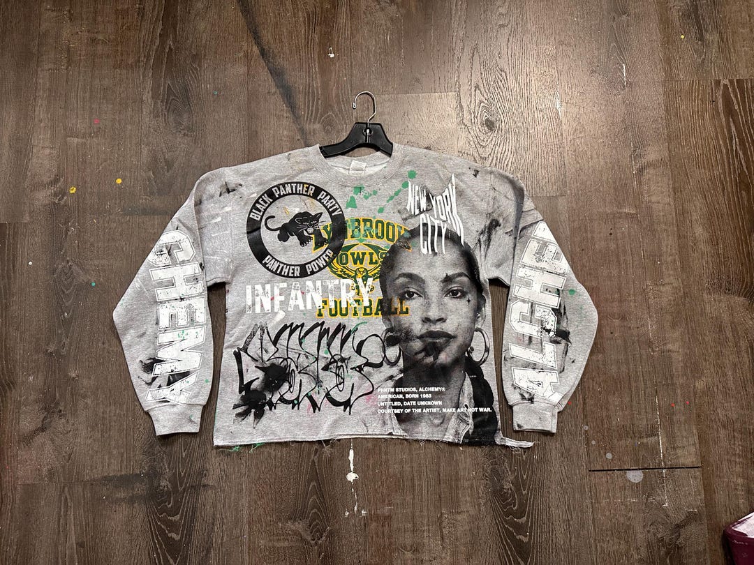 Sade Adu Black Panther Party Art Dept Upcycled Screen Print Gray/black ...