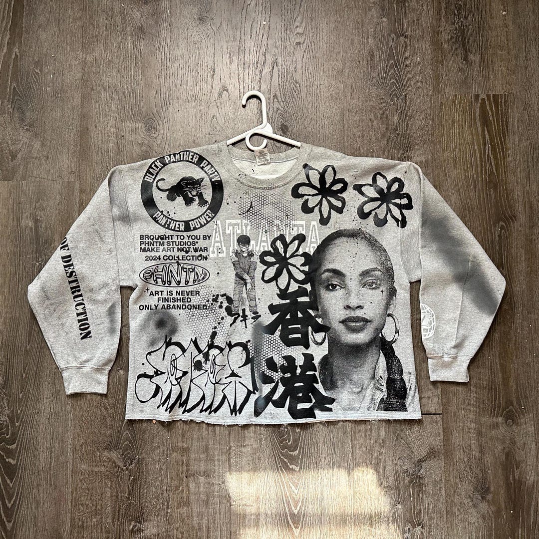 Sade Adu Make Art Not War Heavy Metal Y2K Hand Painted Custom Made Silk ...