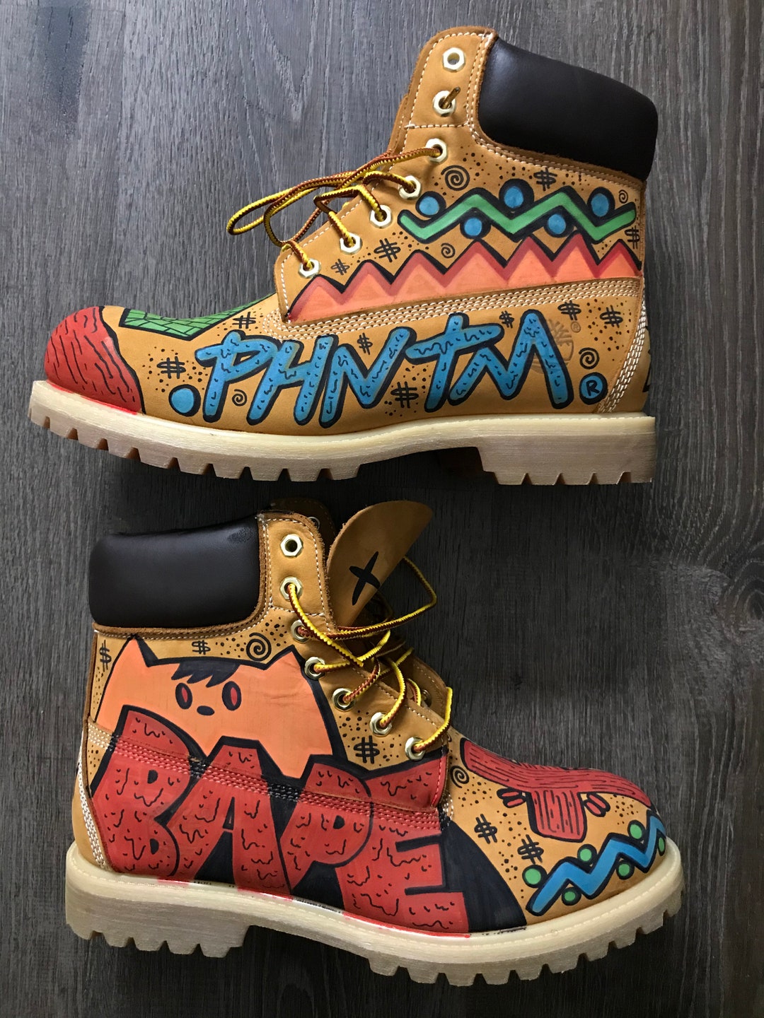 Custom Hand Painted Timberland 6 Inch Wheat Boots, One of a Kind ...