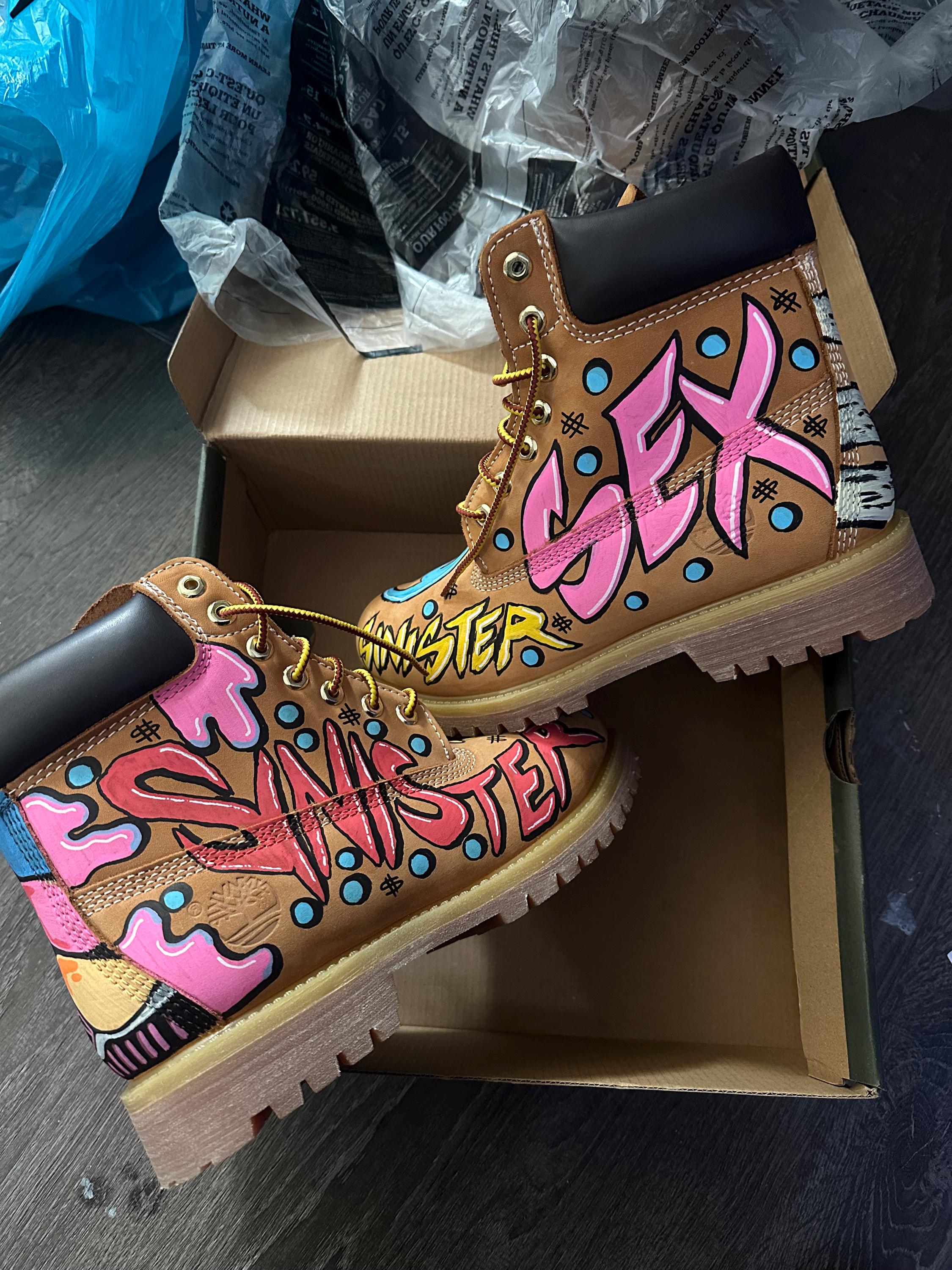 Custom Hand Painted Timberland 6 Inch Wheat Boots, One of a Kind ...