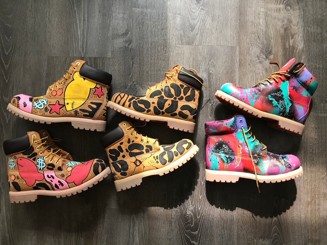 Custom Hand Painted Timberland 6 Inch Wheat Boots, One of a Kind ...