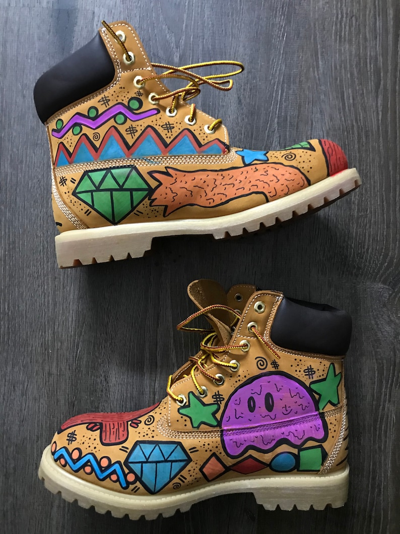 Custom Hand Painted Timberland 6 Inch Wheat Boots, One of a Kind ...