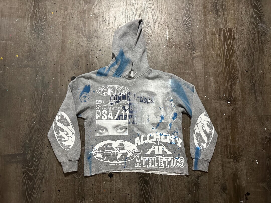 Sade Adu Art Dept Upcycled Screen Print Gray/white/blue Sweatshirt - Etsy