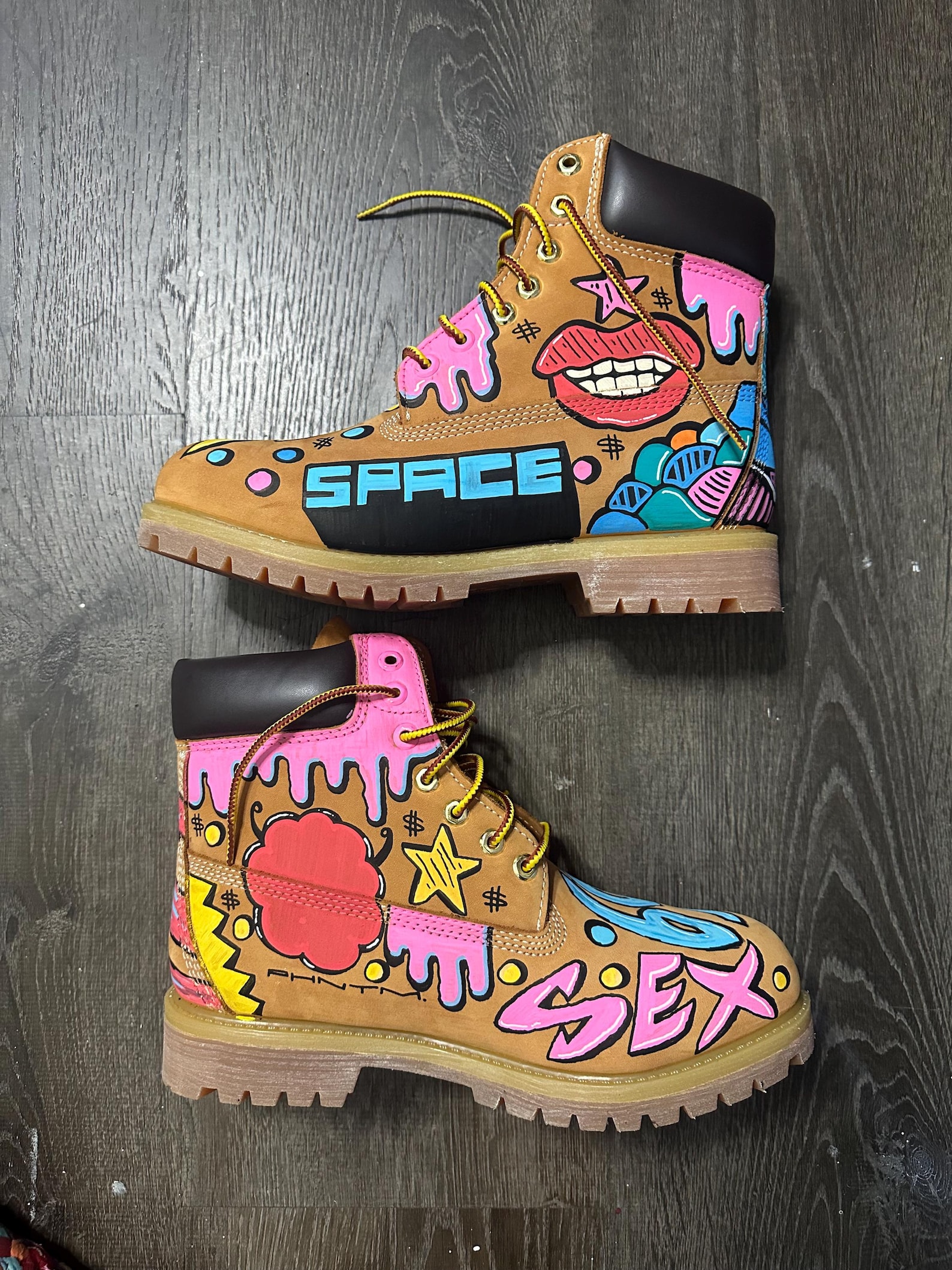 Custom Hand Painted Timberland 6 Inch Wheat Boots, One of a Kind ...