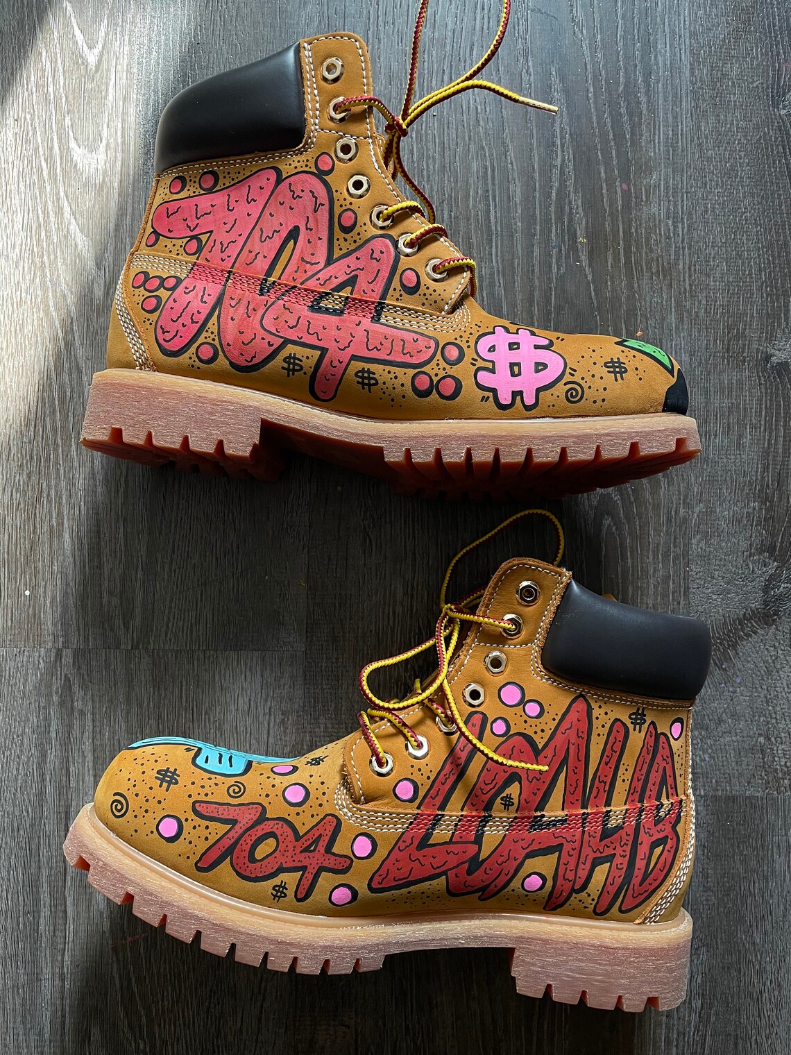 Custom Hand Painted Timberland 6 Inch Wheat Boots, One of a Kind ...