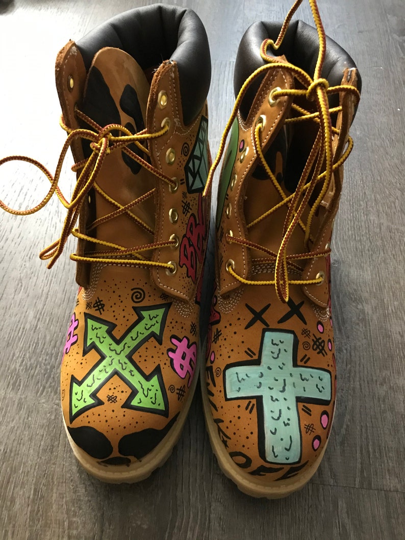 Custom Made Hand Painted Timberlands 6-inch Boots | Unique Streetwear ...