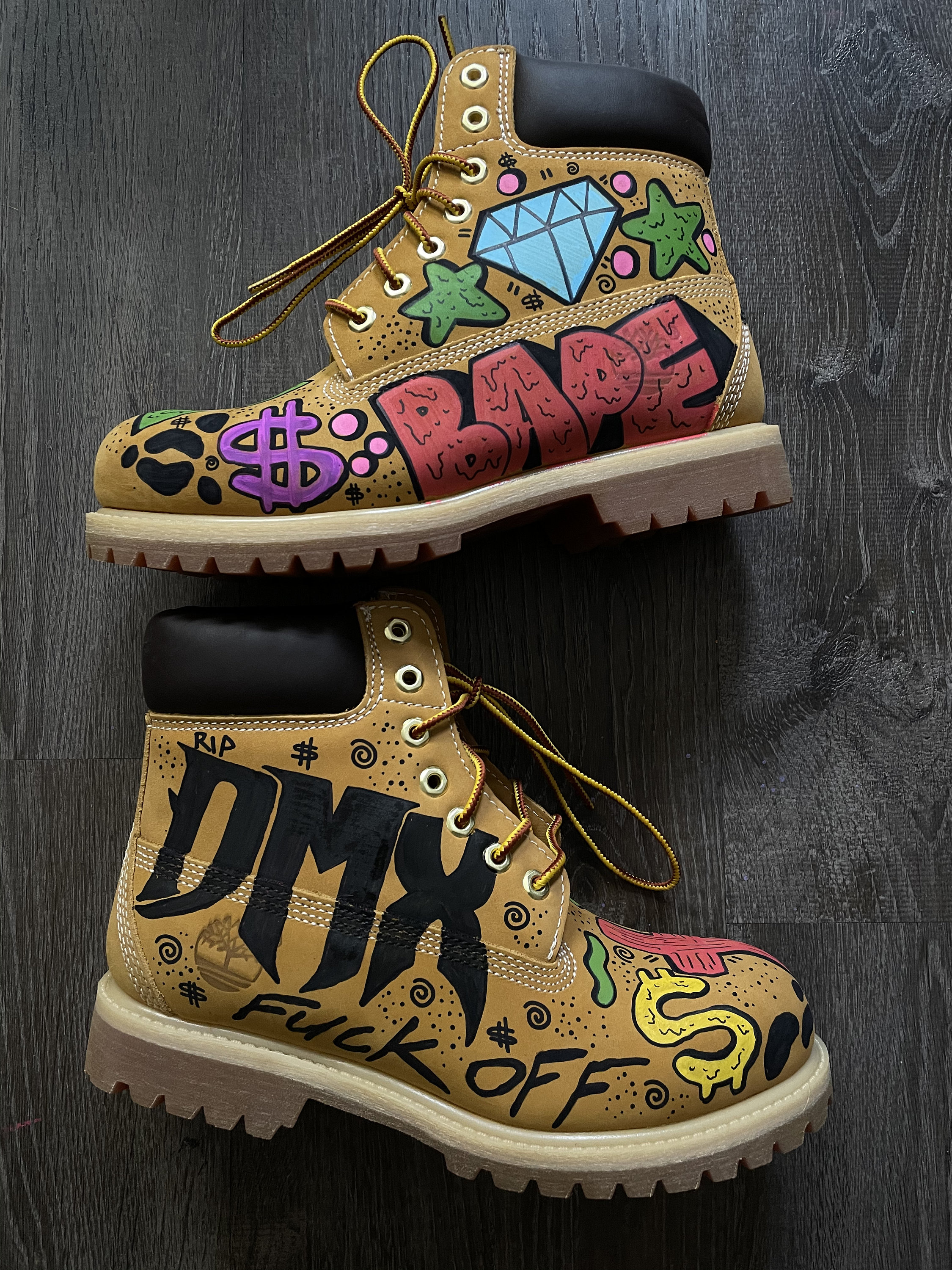 Custom Hand Painted Timberland 6 Inch Wheat Boots, One of a Kind ...