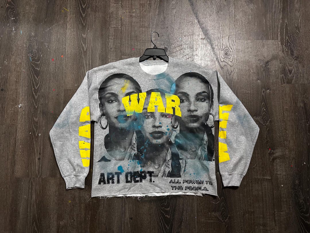 Sade Adu Black Panther Party NY War Art Dept Upcycled Screen Print Navy ...