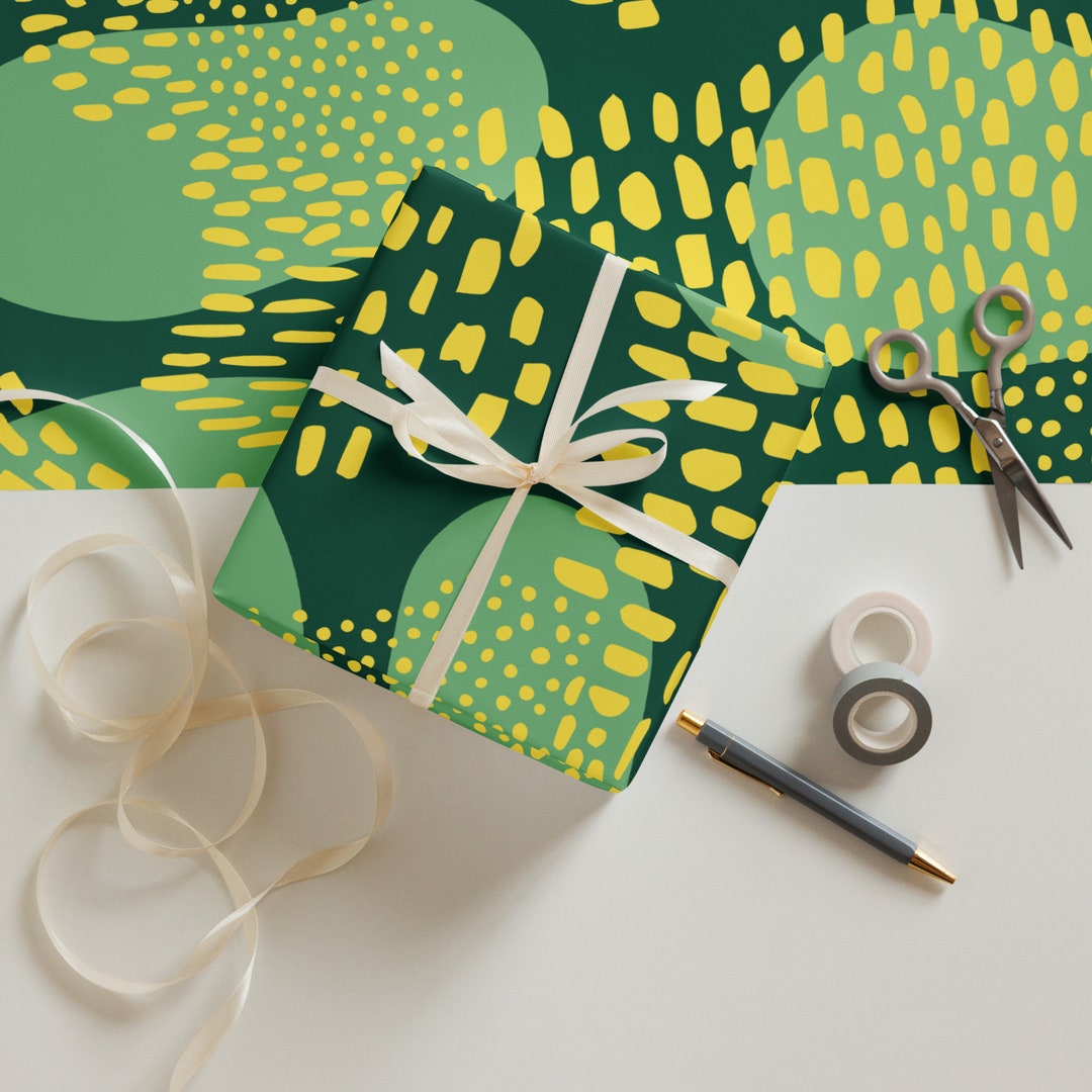 Green Design Wrapping Paper Sheets - Etsy