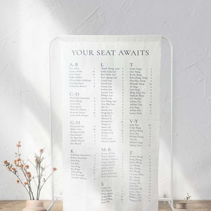 Semi-custom Linen Banner Seating Chart in Alphabetical Order, Wedding ...