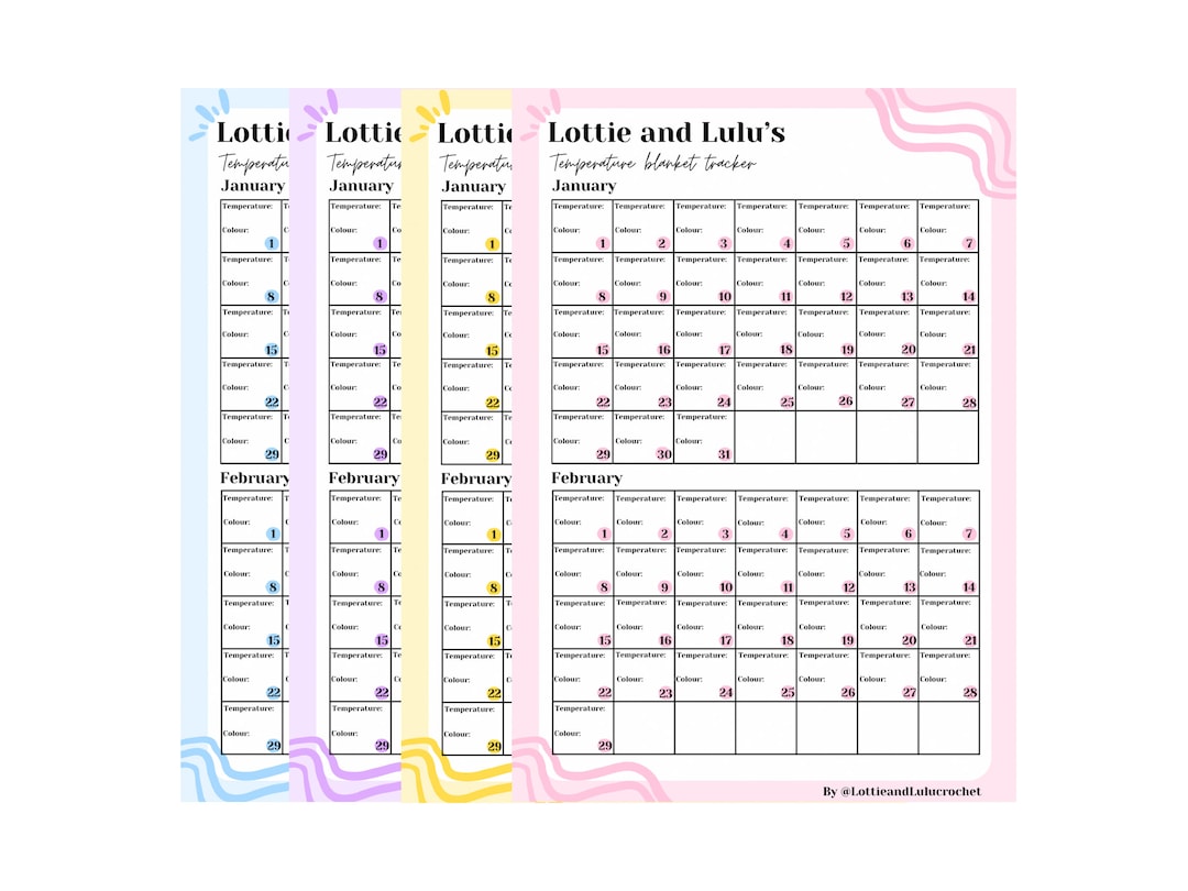 Temperature Blanket Tracker, Printable Temperature Tracker for Crochet ...