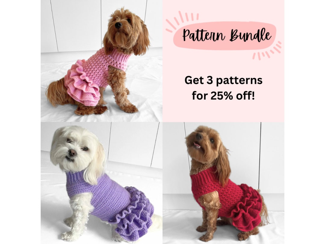 CROCHET PATTERN BUNDLE, Crochet Dog Jumper, Pet Tutu, Dog Sweater ...