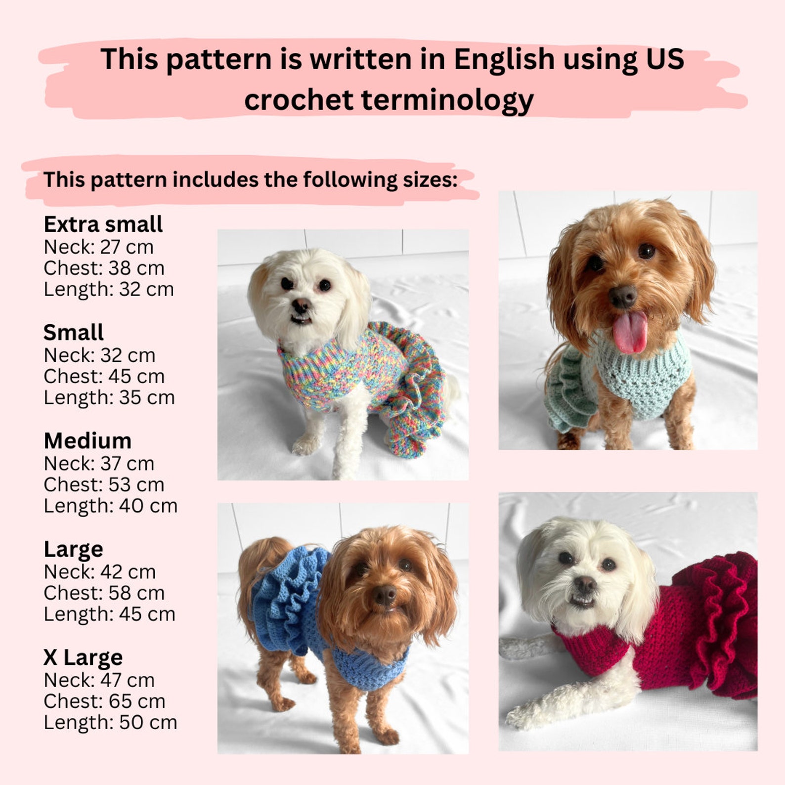 CROCHET PATTERN, Crochet Dog Jumper, Pet Tutu, Crochet Dog Sweater ...