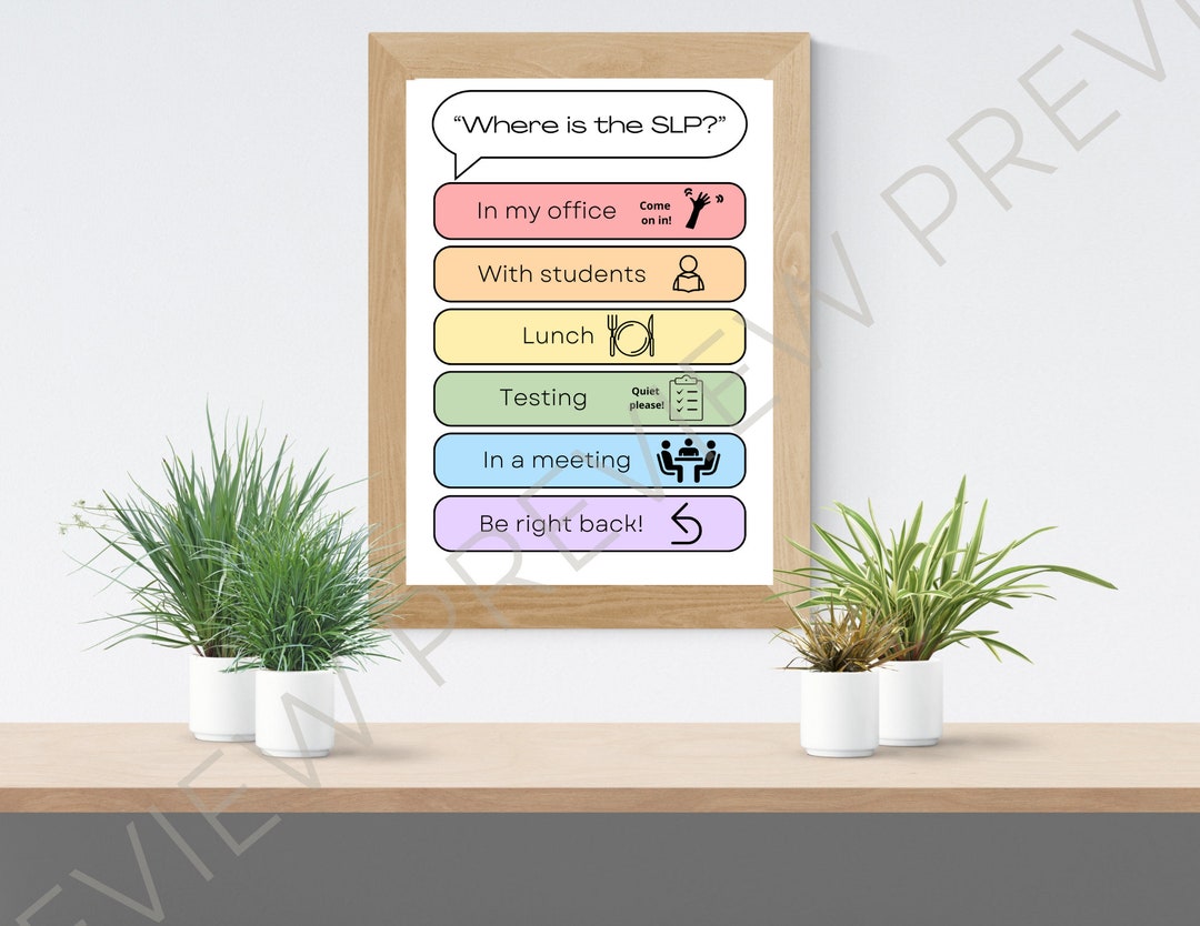 Where is the SLP Door Sign / Speech Room Decor / Therapy Room / Testing ...