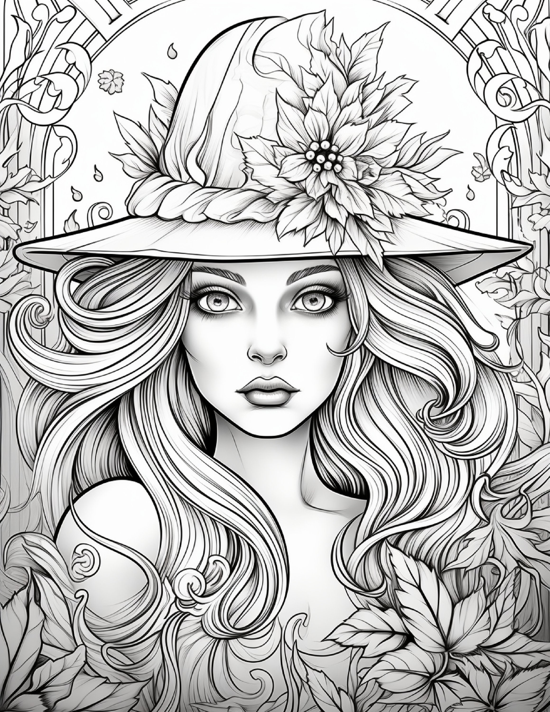 100 Witch Coloring Pages for Relaxation - Etsy