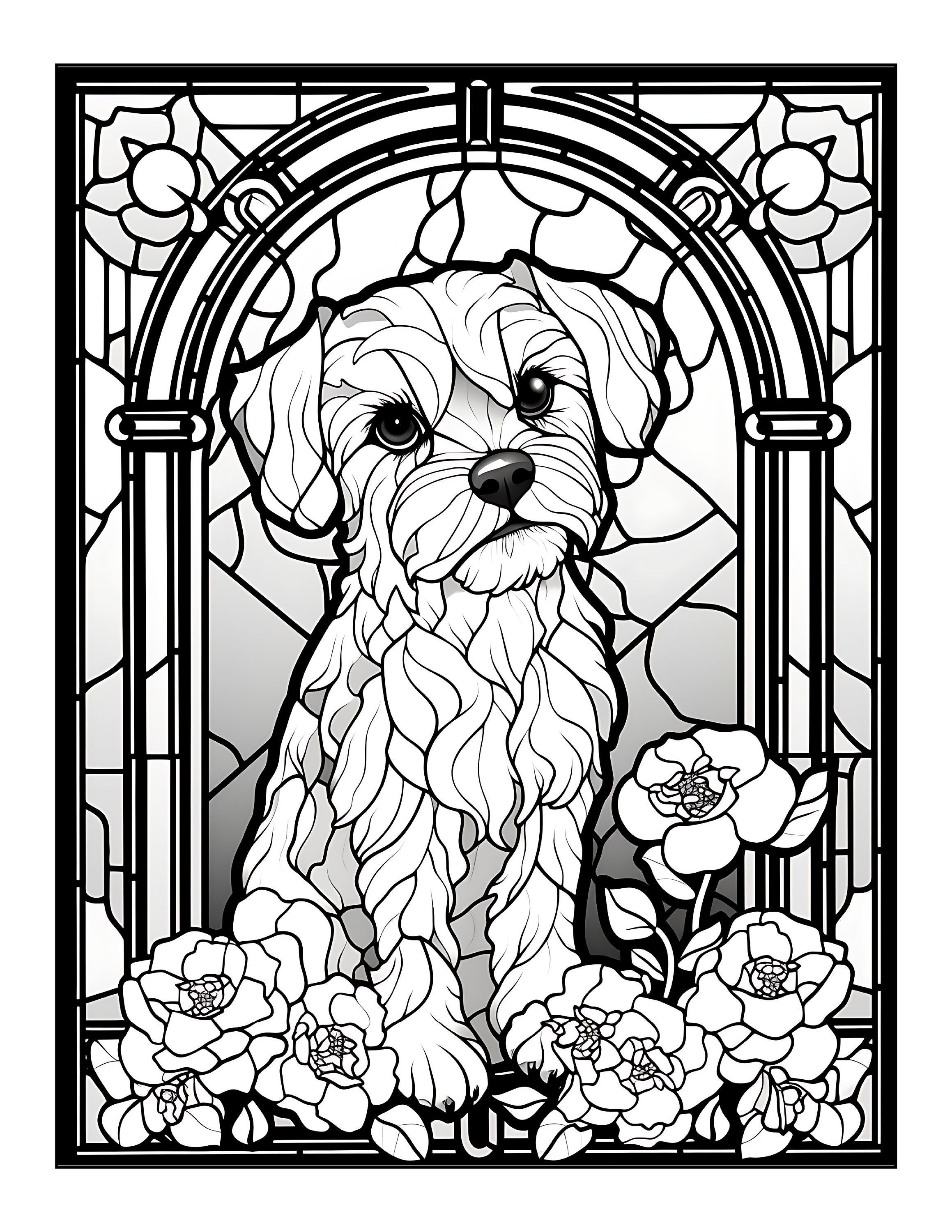 150 Stained Glass Dog Adult Coloring Pages - Etsy