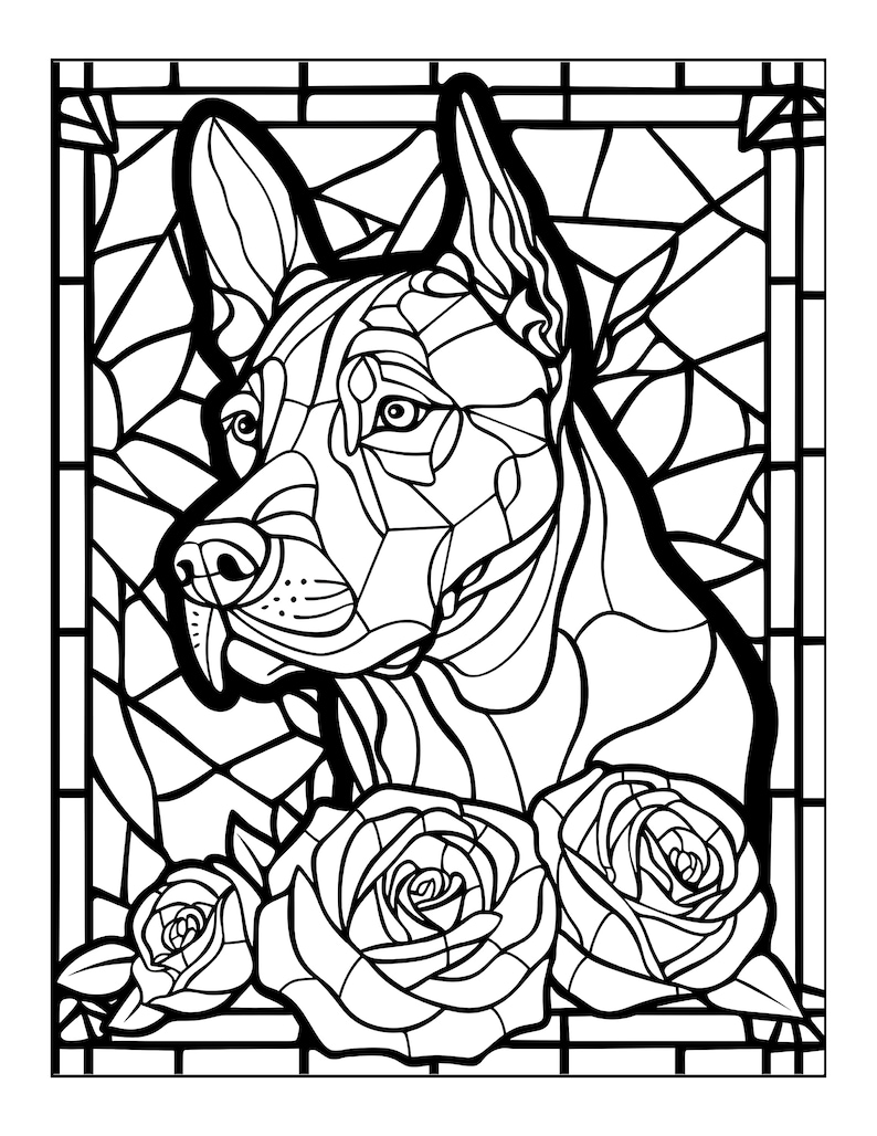 150 Stained Glass Dog Adult Coloring Pages - Etsy