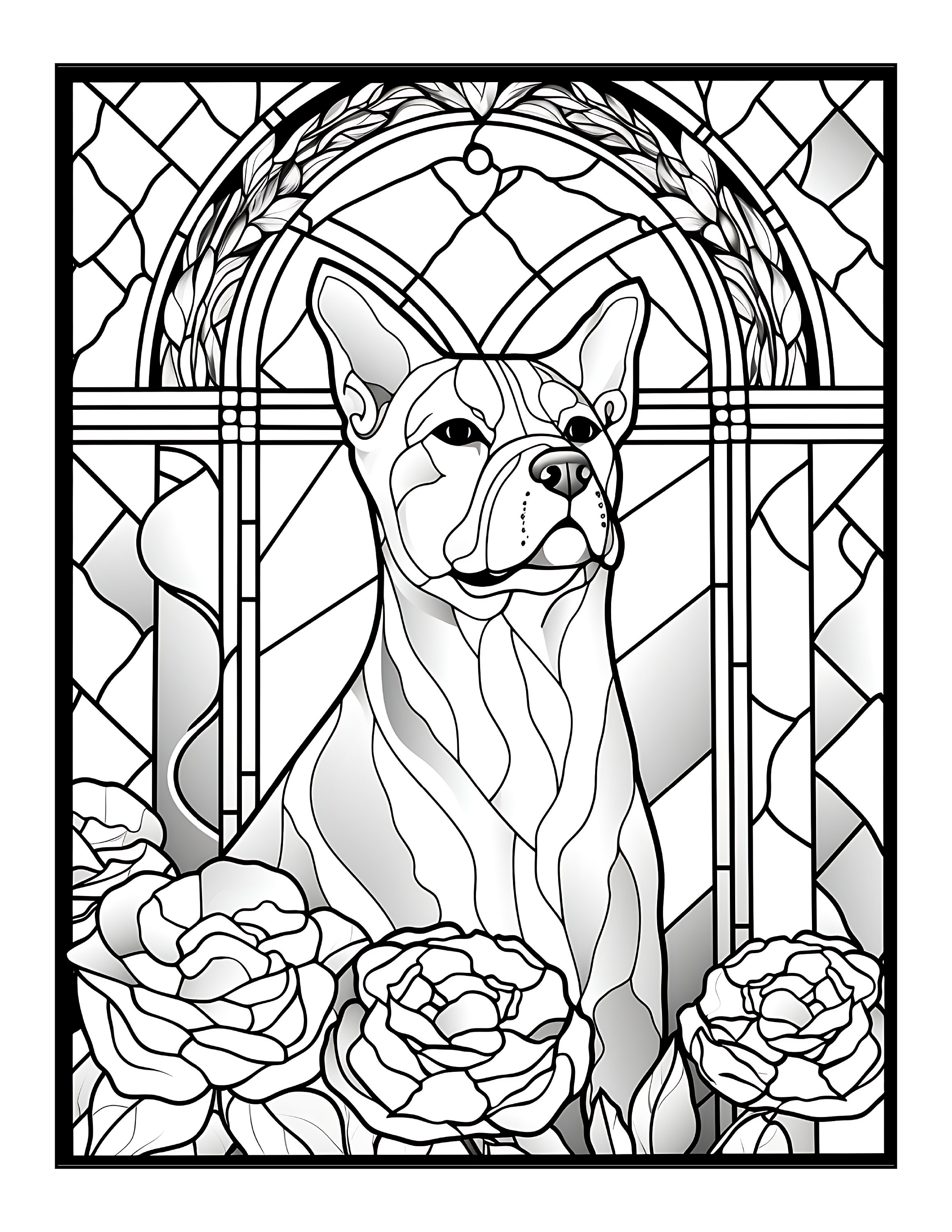 150 Stained Glass Dog Adult Coloring Pages - Etsy