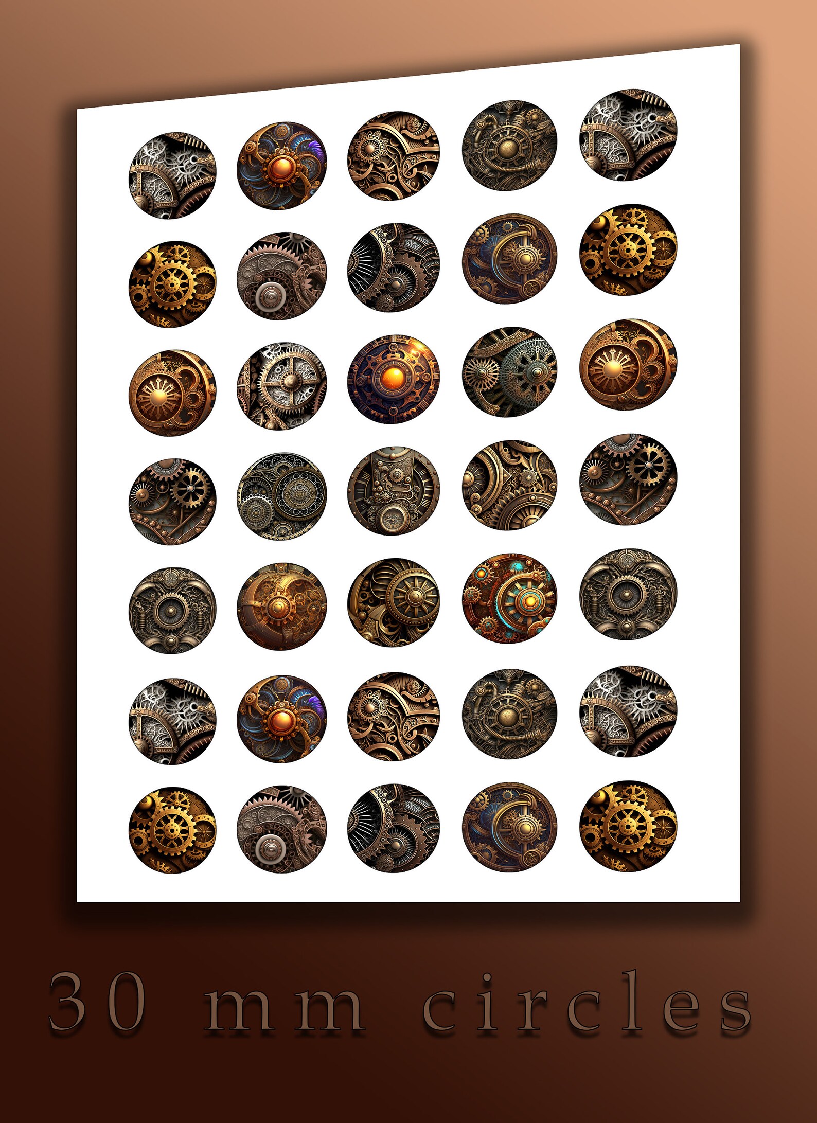 Steam Punk Digital Collage Sheet 1.5, 1 Inch, 30mm, 25mm, and 20 Mm - Etsy