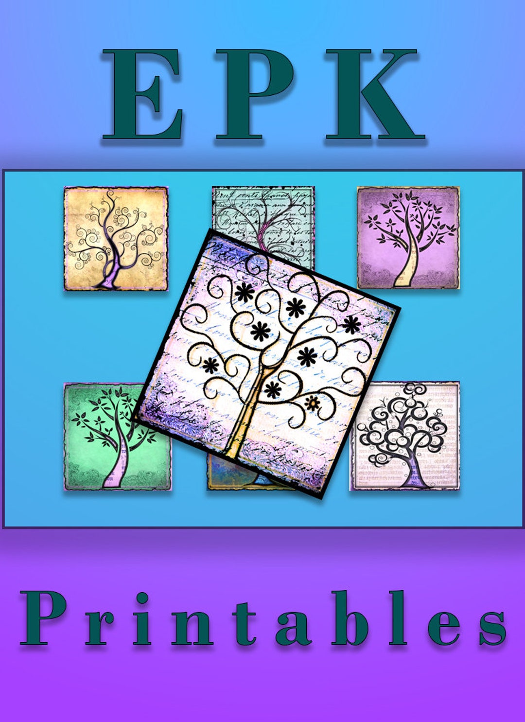 Square Whimsical Trees of Life 1 Inch - Etsy
