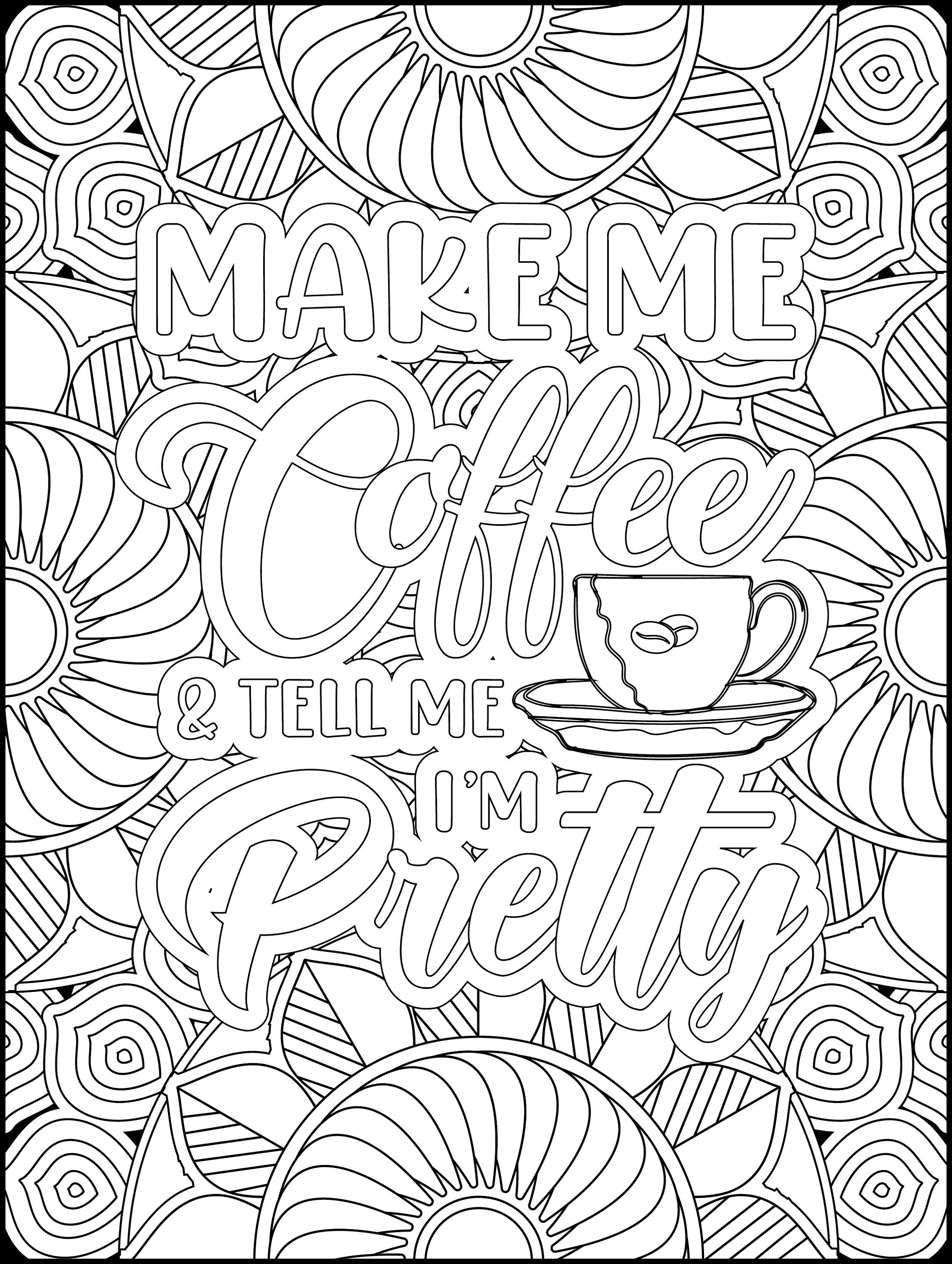 100 Coffee Themed Coloring Pages - Etsy