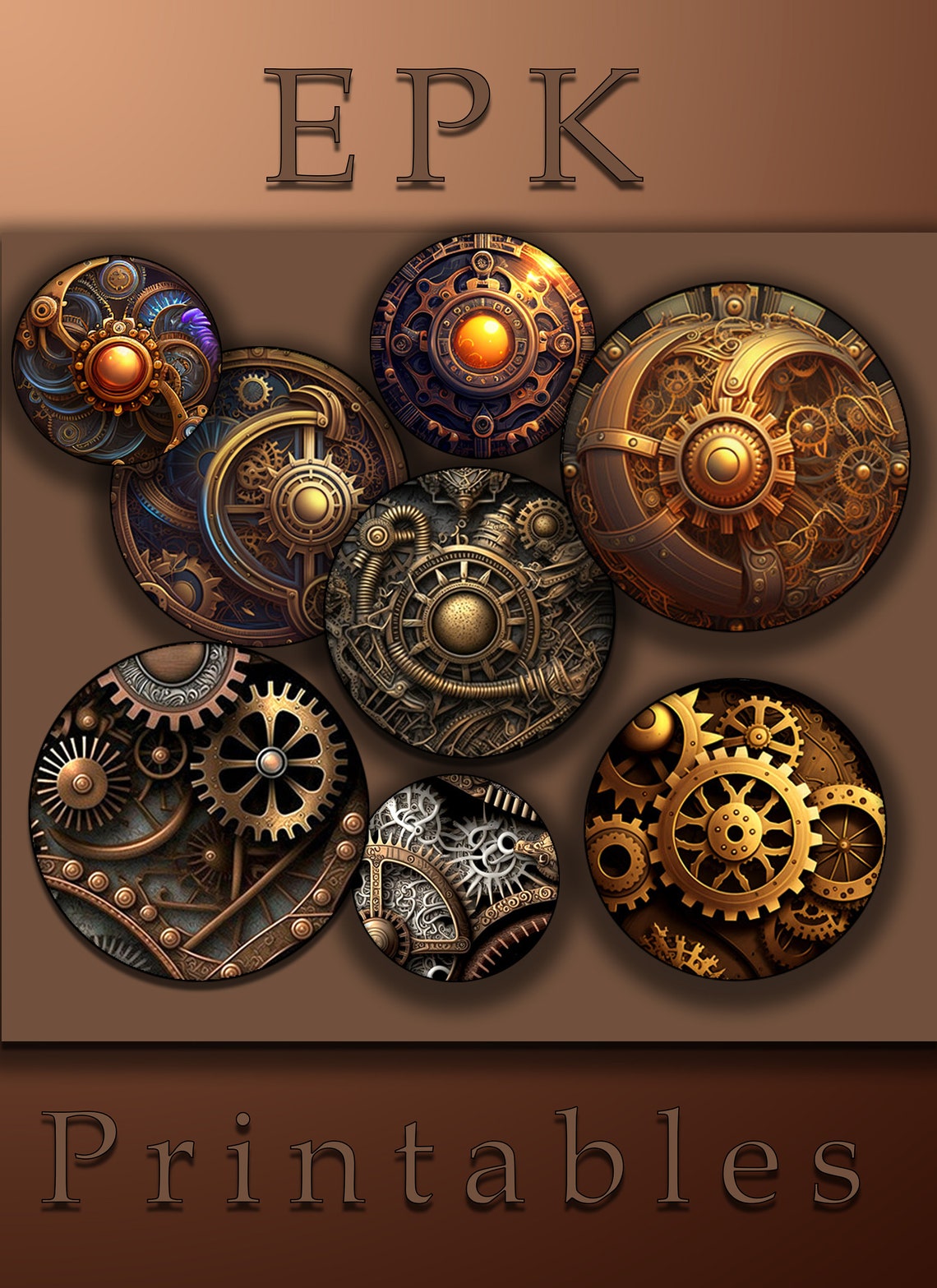 Steam Punk Digital Collage Sheet 1.5, 1 Inch, 30mm, 25mm, and 20 Mm - Etsy