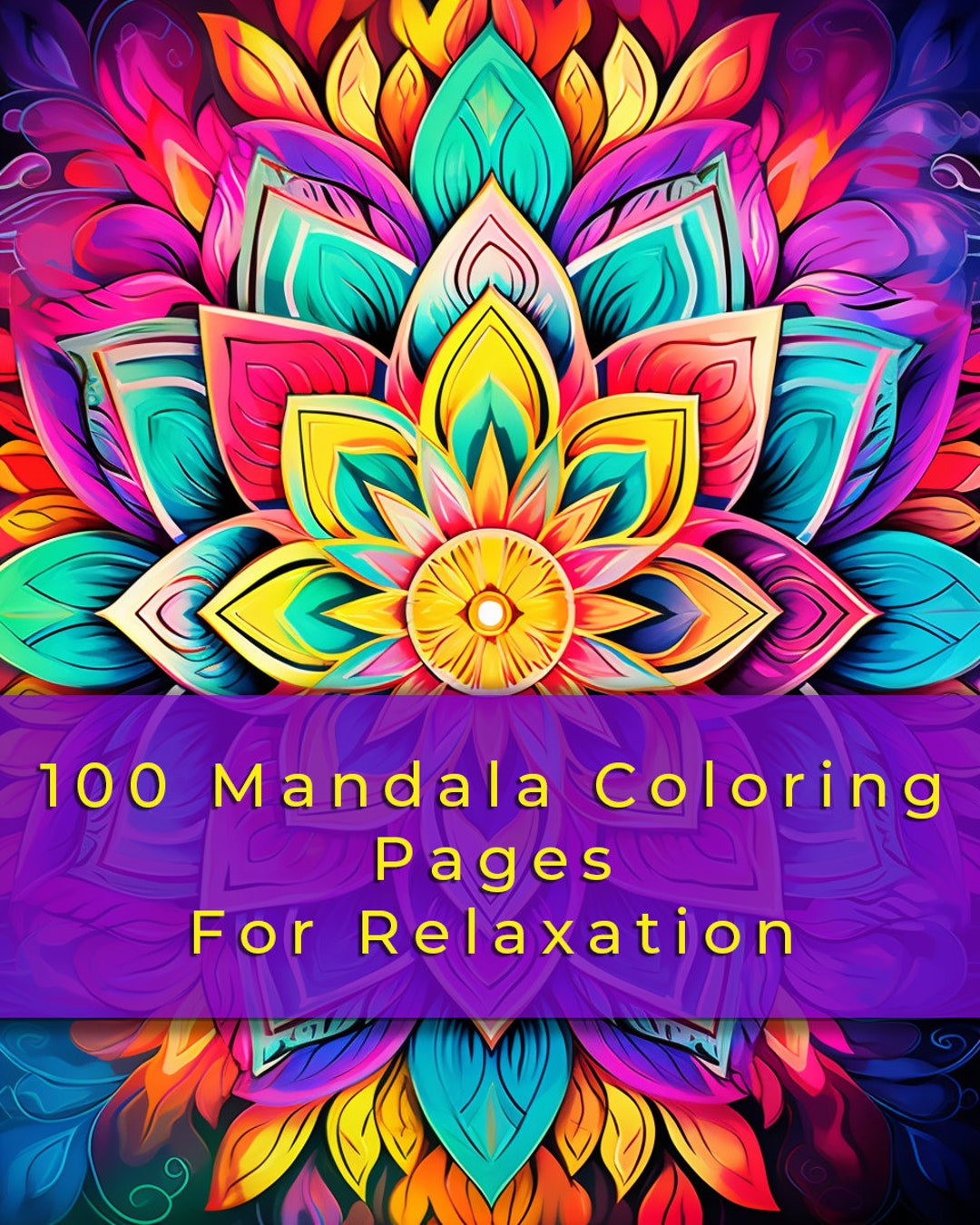 100 Mandala Coloring Pages for Relaxation - Etsy