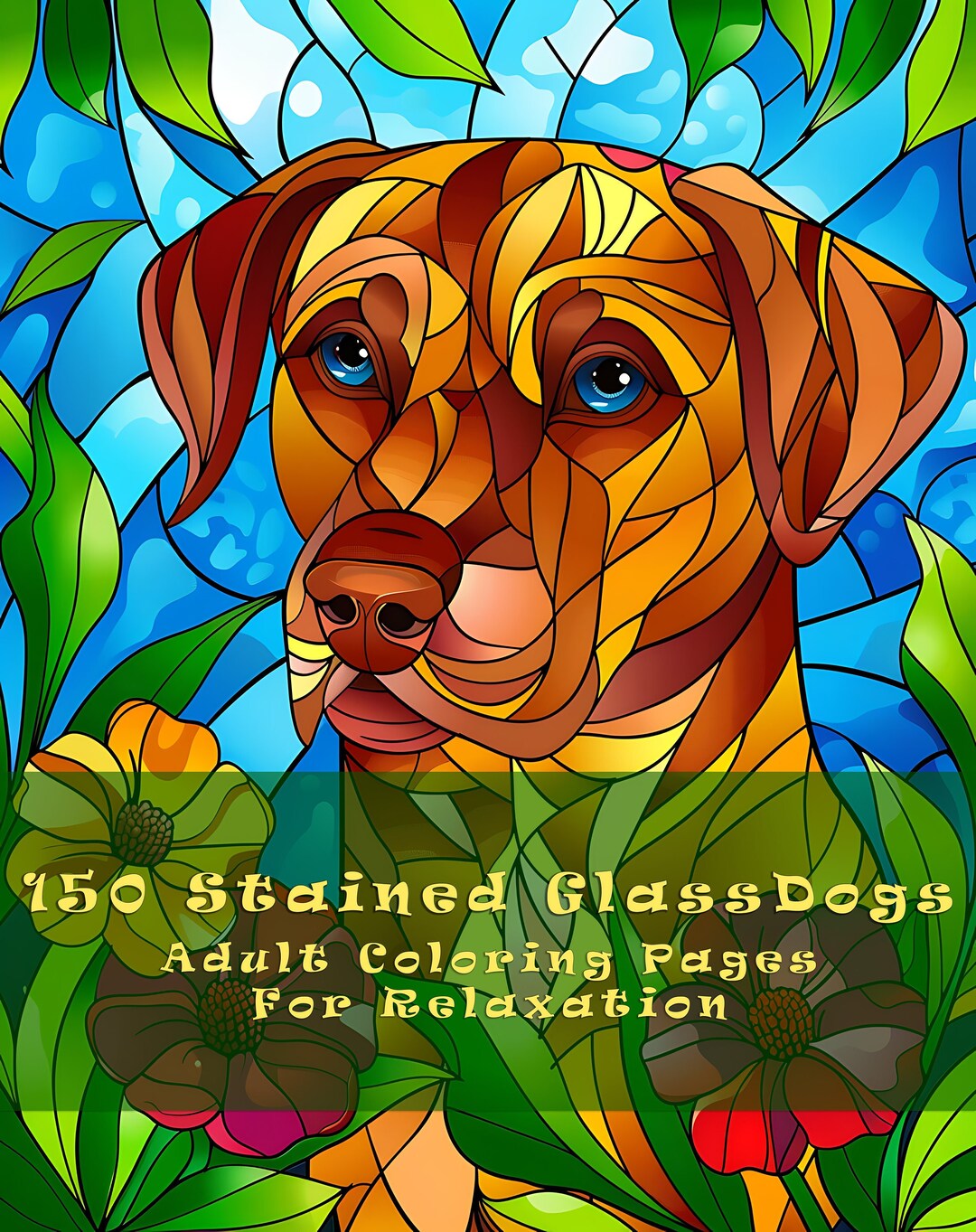 150 Stained Glass Dog Adult Coloring Pages - Etsy