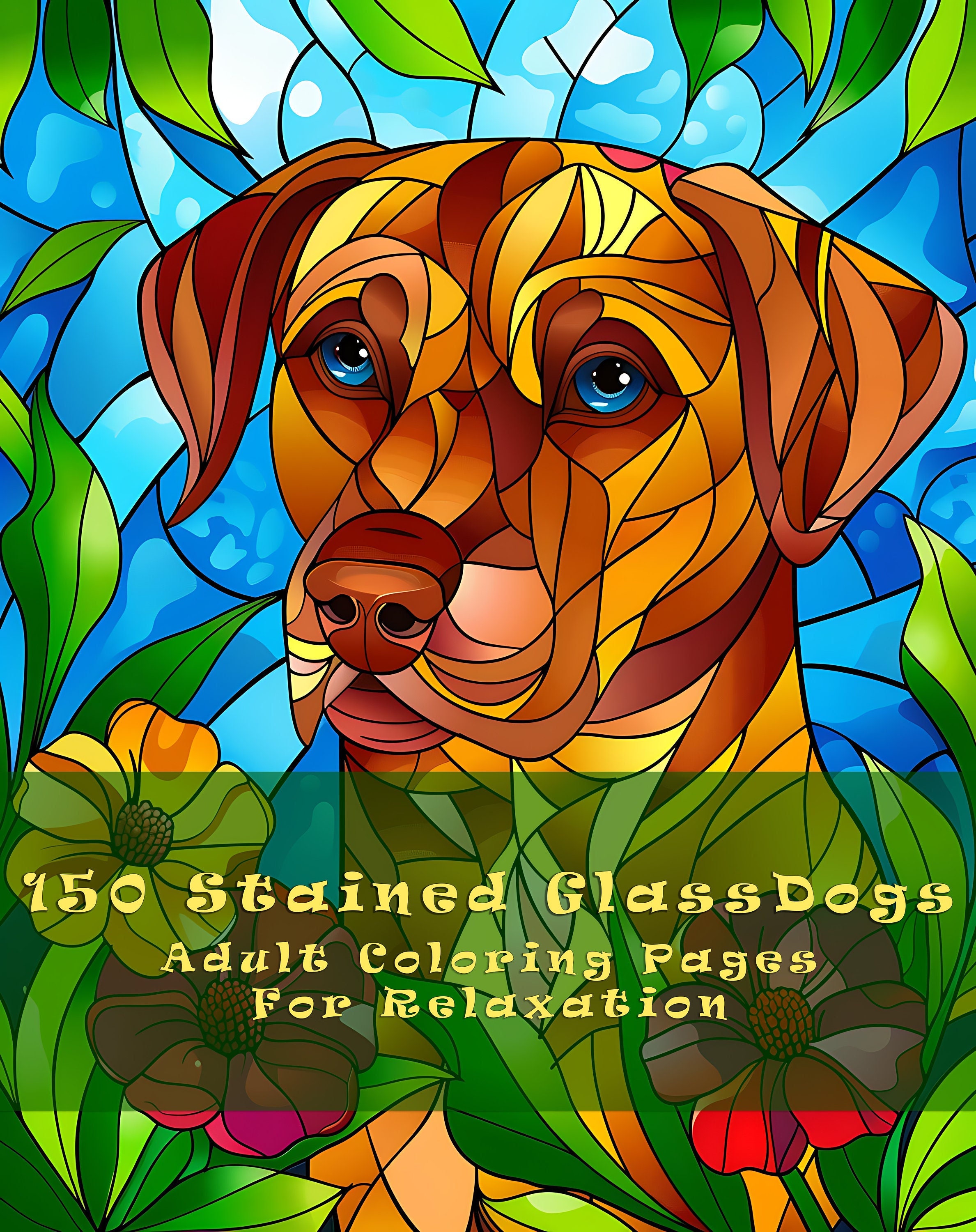 150 Stained Glass Dog Adult Coloring Pages - Etsy