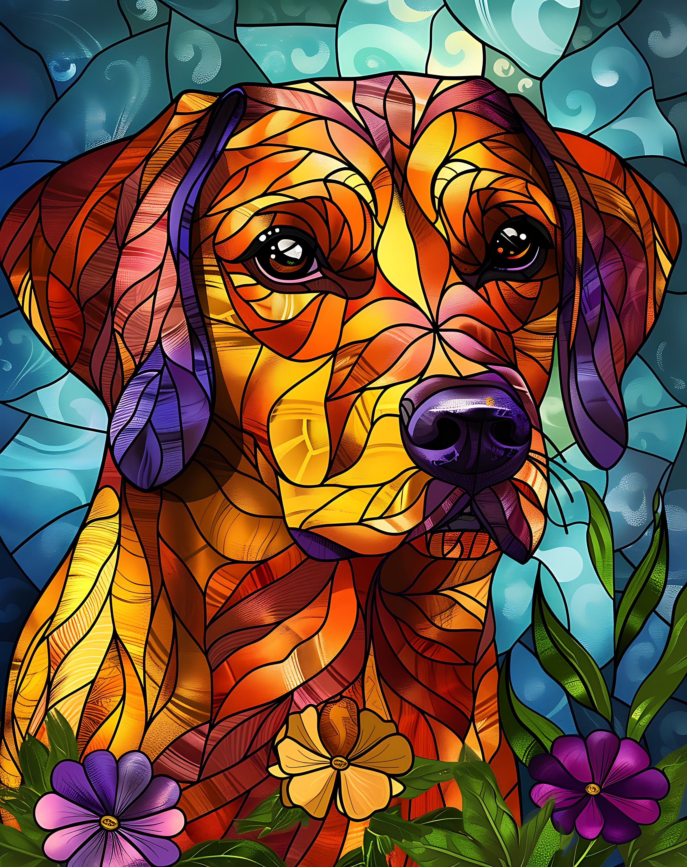 150 Stained Glass Dog Adult Coloring Pages - Etsy
