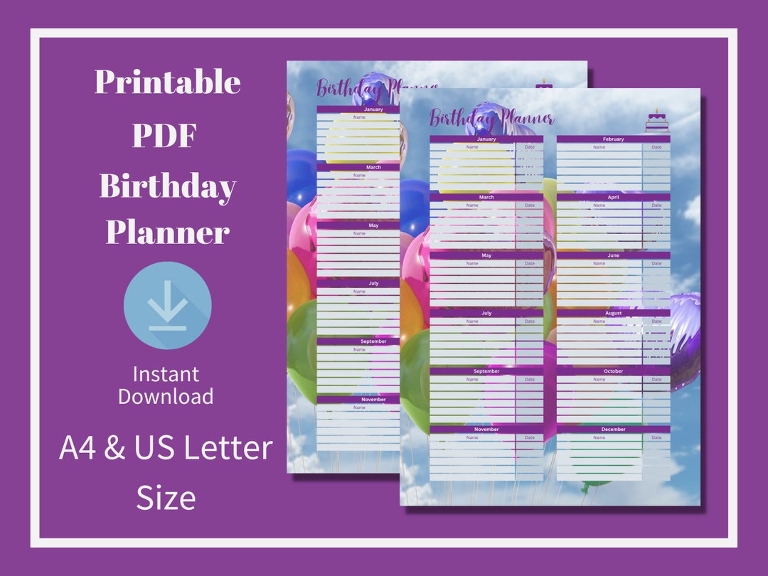 Birthday Planner, Important Occasion Dates Tracker, Event Reminder ...