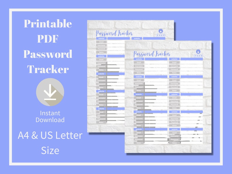Password Tracker Personal Website Email Address Organizer - Etsy