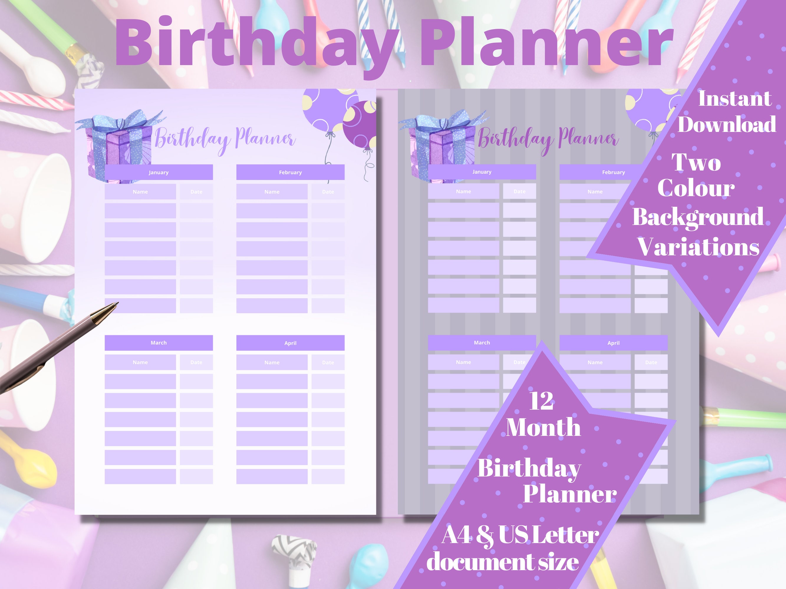 Birthday Planners, Important Occasion Dates Tracker, Event Reminder ...