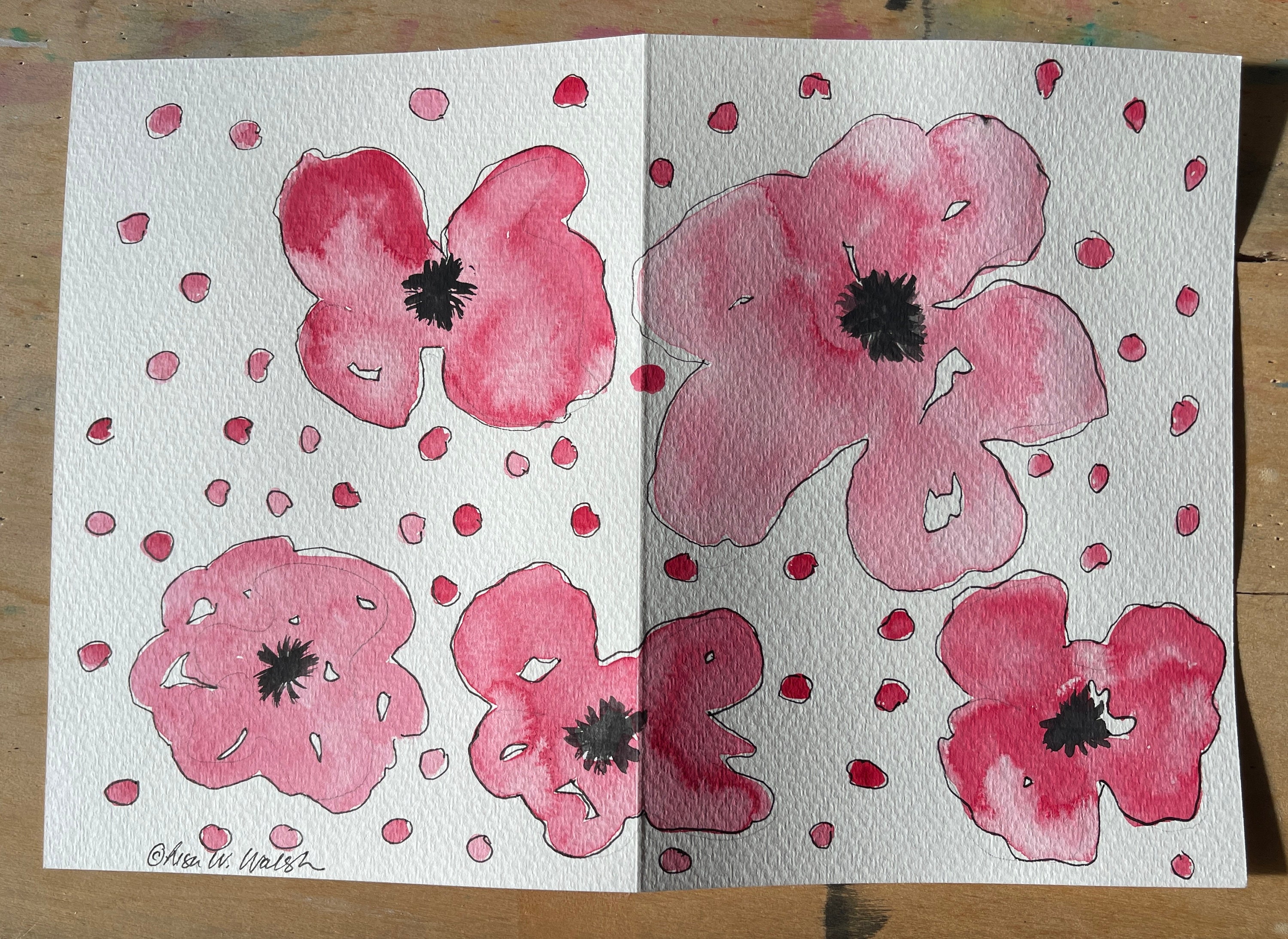 Handpainted Watercolor Blank Poppy Card - Etsy