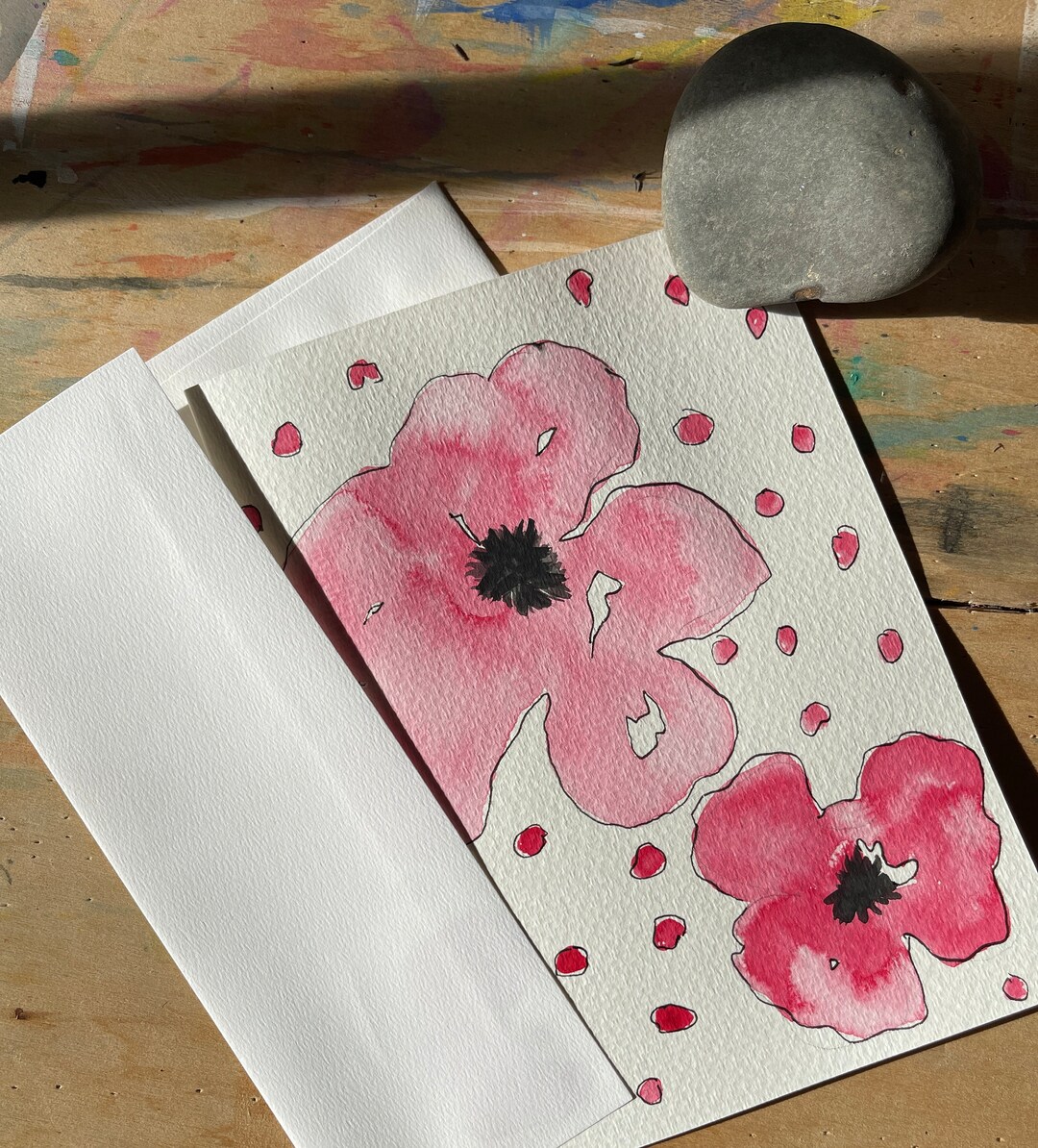 Handpainted Watercolor Blank Poppy Card - Etsy